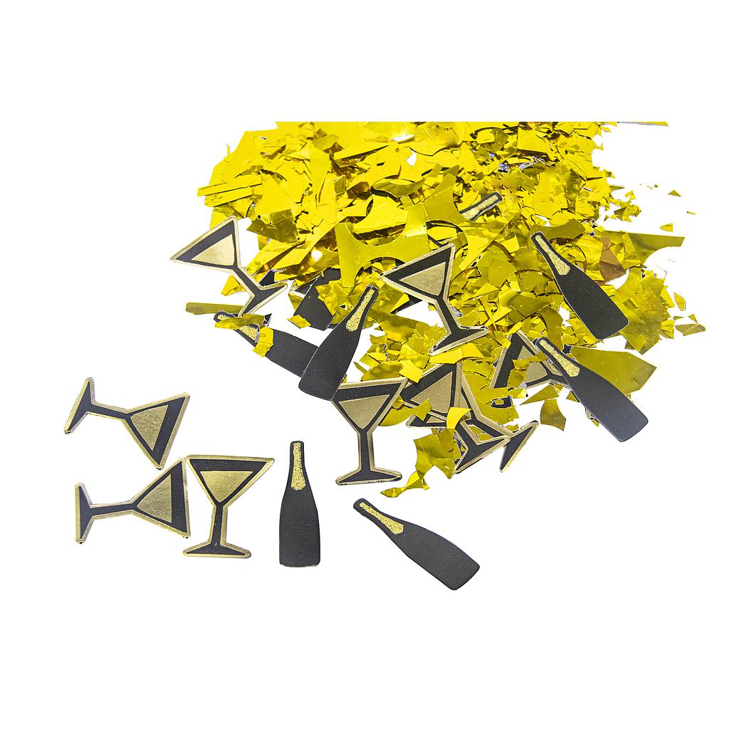 Ripoteltava confetti, pullot ja lasit - Confetti Oy