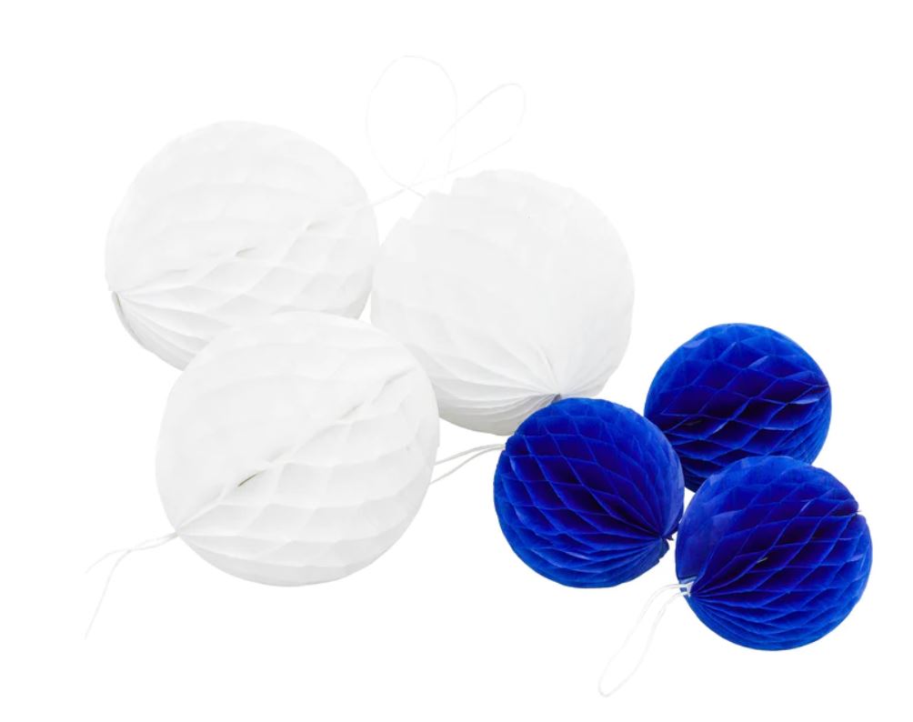 Honeycomb, sinivalkoinen 6kpl - Confetti Oy